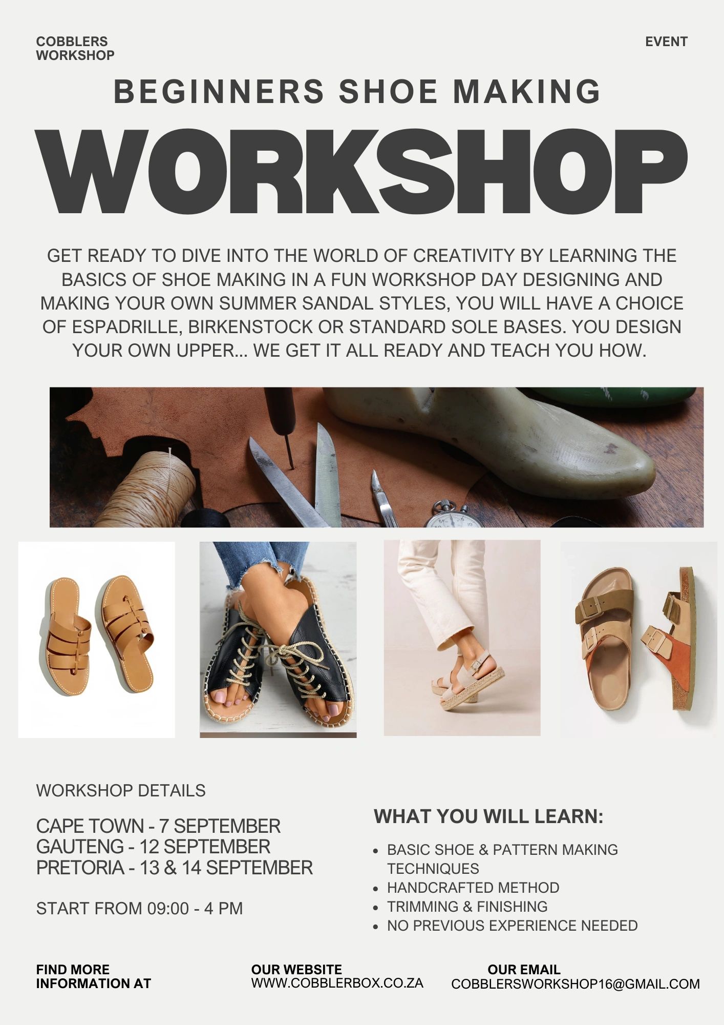 ESPADRILLE/BIRKENSTOCK/SANDAL WORKSHOP - CAPE TOWN
